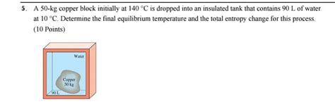 Solved 5 A 50 Kg Copper Block Initially At 140 C Is Chegg