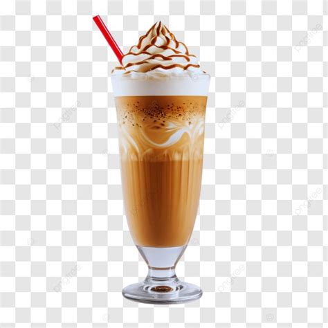 An Iced Coffee Drink With Whipped Cream And A Straw An Iced Coffee
