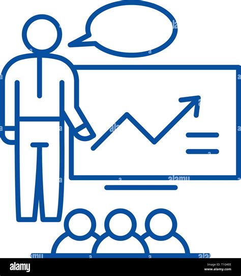 Business Presentation Line Icon Concept Business Presentation Flat