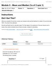 Module 5 - Mean and Median 1a of 2 quiz 1 : Introduction to Probability and Statistics-110-20 ...