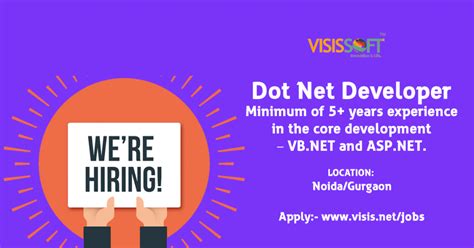 Dot Net Developers 5 Yrs Exp For Noidadelhi Visis Software