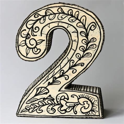 Numerical Number Two In Creative Digital Art Style Premium Ai