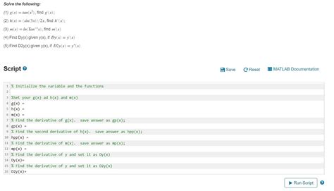 Solved Solve The Following Using MATLAB Show The Script On Chegg