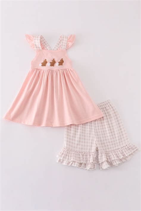 Pink Easter Bunny French Knot Girl Set Honeydew Usa