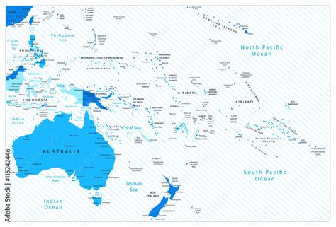 Fototapeta mapa świata dla dzieci Australia i Oceania szczegółowa mapa