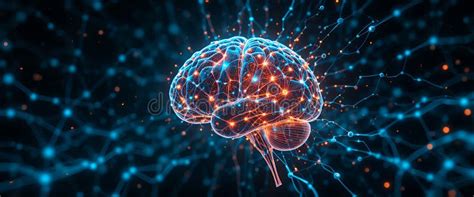Glowing Abstract Brain Neural Network Digital Art Stock Illustration Illustration Of Machine