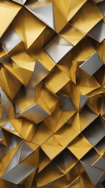 Premium Ai Image Silvery Yellow D Render Abstract Geometric