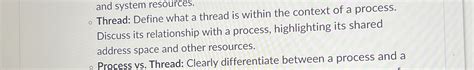 Solved Thread Define What A Thread Is Within The Context Of