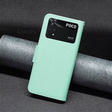 Classic Luxury Litchi Leather Phone Wallet Case For Mi Xiaomi Poco M4