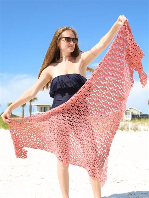 Free Lace Crochet Sarong Pattern Beach Cover Up Wrap Life Yarn
