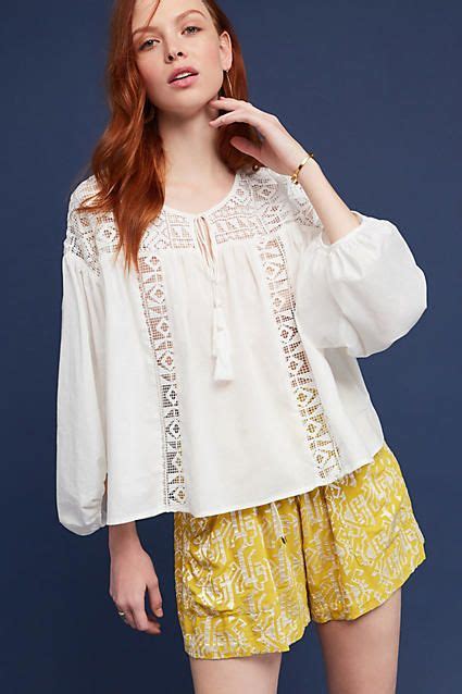 Eri Ali Tassels And Lace Peasant Blouse Lace Peasant Top Peasant