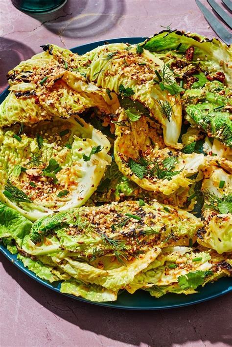 Charred Cabbage Salad With Pecan Dukkah