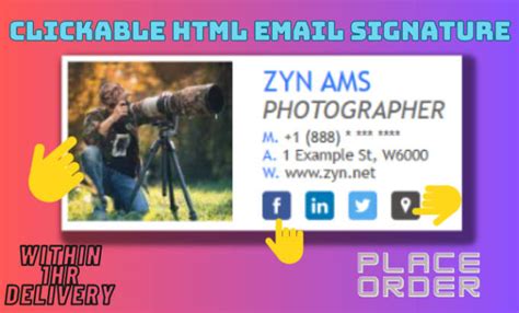 Create Clickable Html Email Signature Within 1hr By Samrat 99 Fiverr