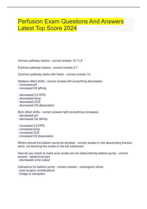 Perfusion Exam Questions And Answers Latest Top Score 2024 Perfusion Stuvia Us