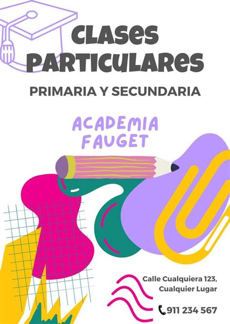 Póster Clases Particulares Formas Colorido Plantillas de Canva Clases particulares Carteles