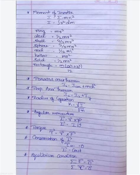 Fundamental And Important Formulas In Physics