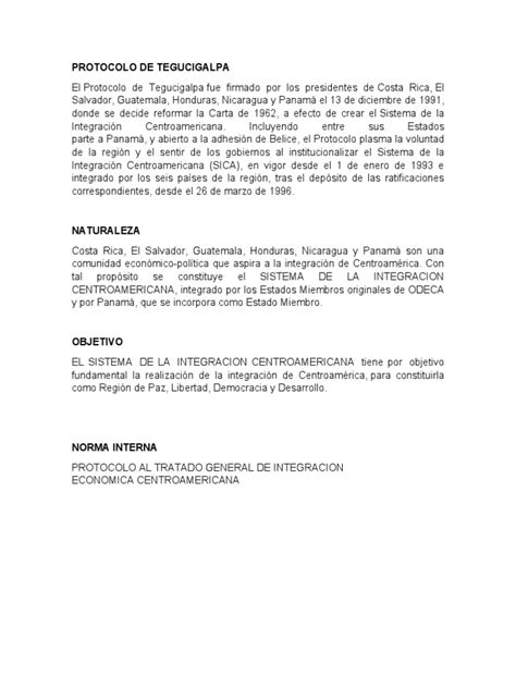Protocolo De Tegucigalpa Pdf