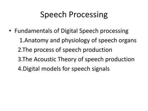 Speech Processing Basics Pptx