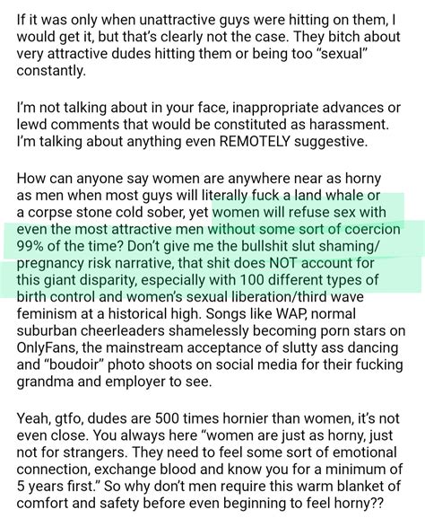 On A Post Complaining That Men Have Higher Sex Drive Than Women The Whole Post Is A