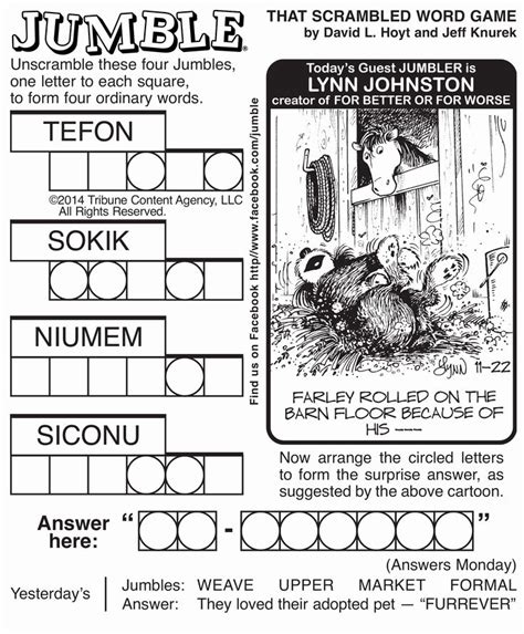 Printable Jumble Puzzles