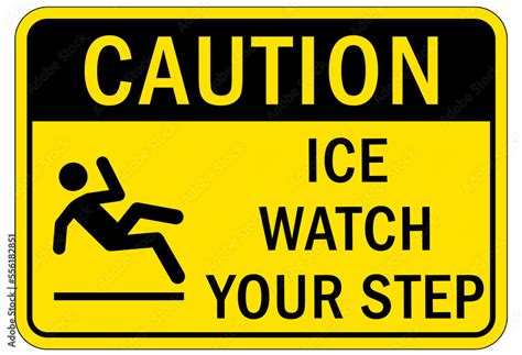 Ice Warning Sign And Labels Watch Your Step Stock Vector Adobe Stock