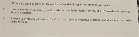 Solved 1 Write A Balanced Equation For The Reaction Of