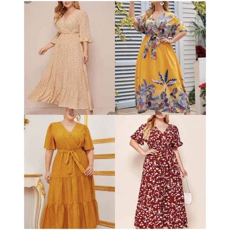 Plus Size Floral Maxi Dress Self Belt Hawaiian Summer Boho Style Casual