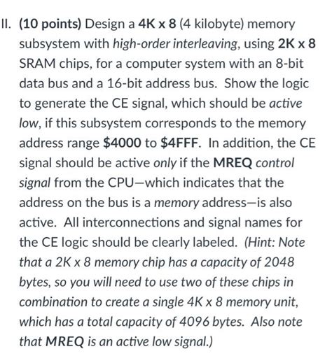 Solved II 10 Points Design A 4K X 8 4 Kilobyte Memory Chegg Com