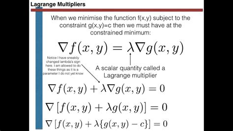 Lagrange Multipliers Formula