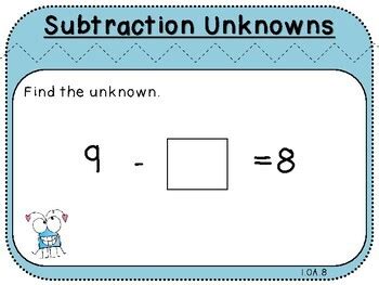 Subtraction Unknowns Slides First Grade OA By Paw Some Resources