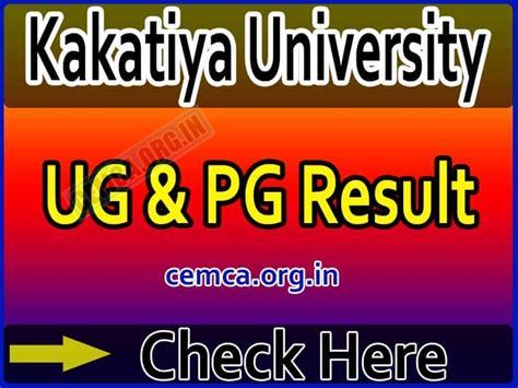 Kakatiya University Result 2025 Kakatiya Ac In BA BSC BCOM MA MSC MCOM