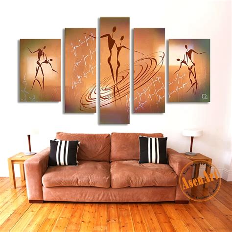 Hand Painted Modern Abstract Oil Painting Pcs Nude Man Women Dancing Canvas Painting For Living