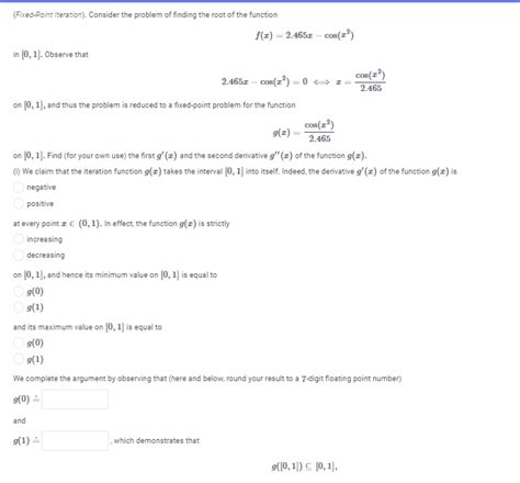 Solved Fixed Point Iteration Consider The Problem Of