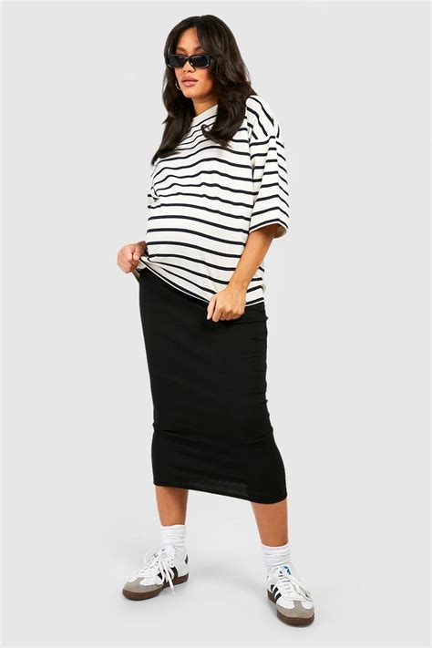 Maternity Cotton Rib Maxi Slip Skirt Boohoo Uk