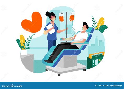 Blood Donation Transfusion Vector Cartoon Illustration Volunteer