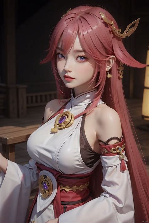 Yae Miko 1girl Solo Breasts Image Created By Tensorart