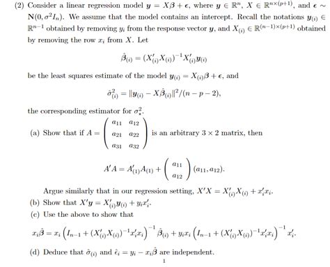 solved 2 consider a linear regression model y xb €