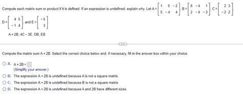 solved 0 2 1 compute each matrix sum or product if it is