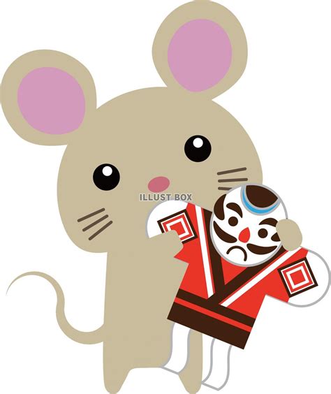 無料イラスト ねずみ0905（ひょっこり凧）