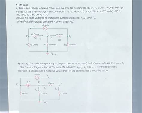 Solved 1 10 Pts A Use Node Voltage Analysis Must Use Supernode