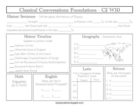 Homeschooling With A Classical Twist Cycle 2 Week 10 Review Sheets