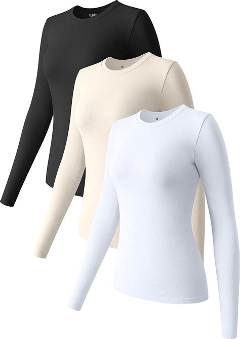 Oqq Womens 3 Piece Long Sleeve Tops Crew Neck Stretch Fitted
