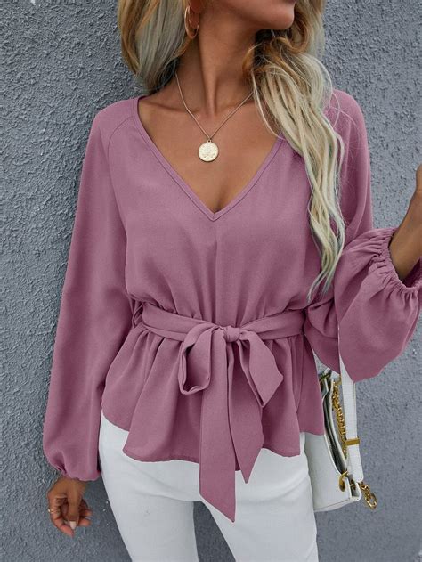 Raglan Sleeve Belted Peplum Top Peplum Top Modest Spring Outfits