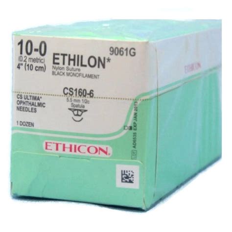 10 0 X 4 Ethilon® Nylon Black Sutures With Cs160 6 Needle 12box