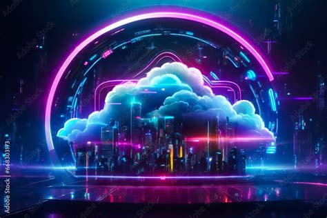 Futuristic Digital Cloud In A Sci Fi World Digital Cloud Data Flow