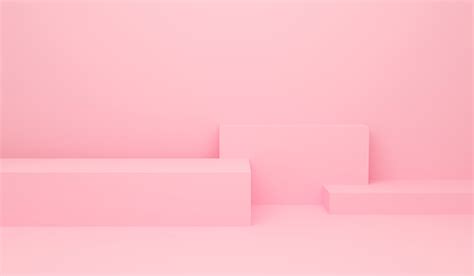 기하학적 모양과 바닥 최소한의 배경에 추상 핑크 웹 사이트에 디스플레이 제품에 대한 3d 렌더링 디자인 파스텔 씬 조성 컨셉의