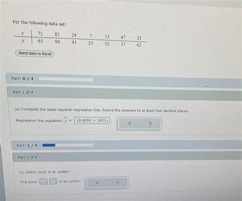 Solved For The Following Data Set Part 0 4 Part 1 Of 4 A Chegg