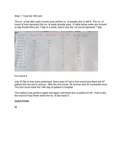 Exponential And Logarithmic Functions Task Step 1 Toss The 100 Coin
