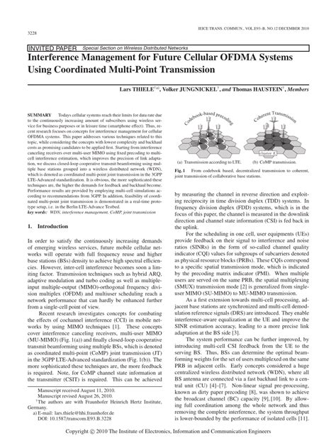 Pdf Interference Management For Future Cellular Ofdma Systems Using Coordinated Multipoint