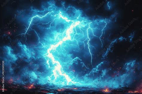 Comic Book Style Lightning Storm Electric Blue Energy Bolts Dramatic